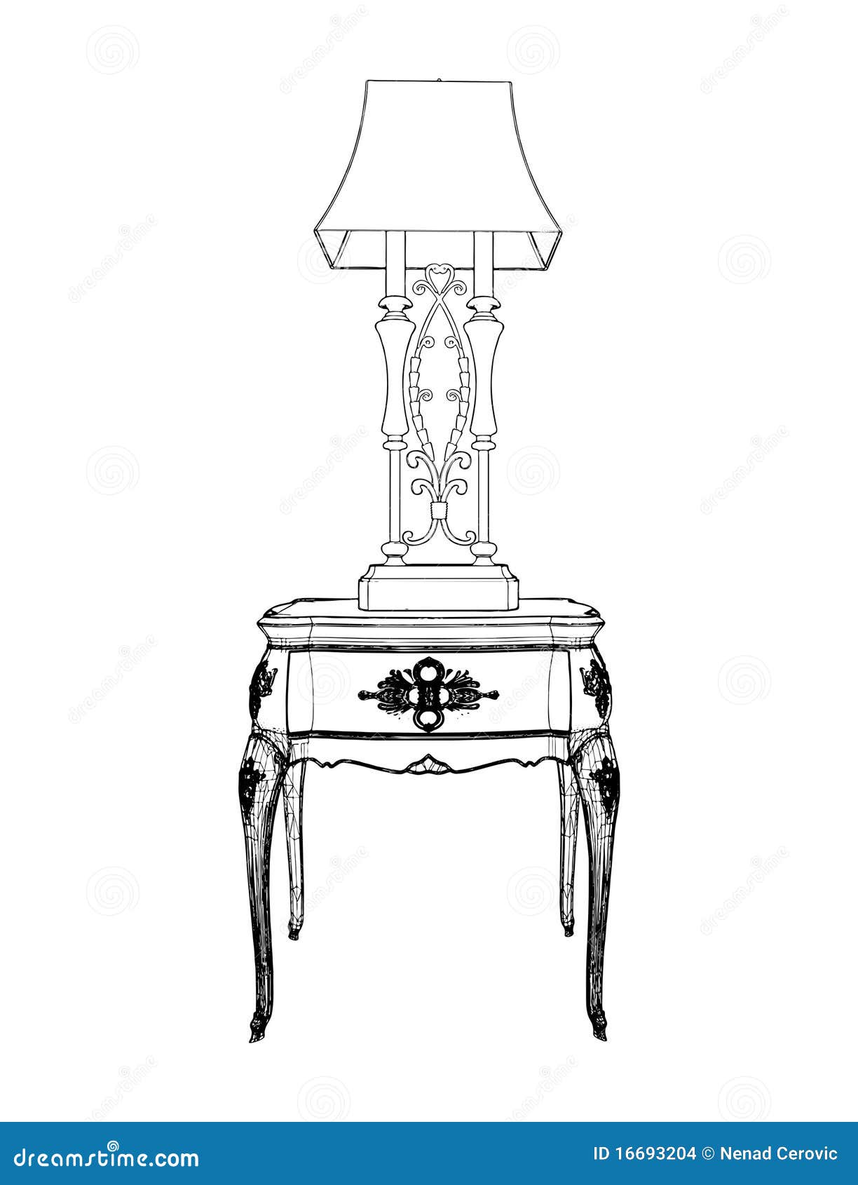 Table and Lamp Vector 04 stock vector. Illustration of decorative ...