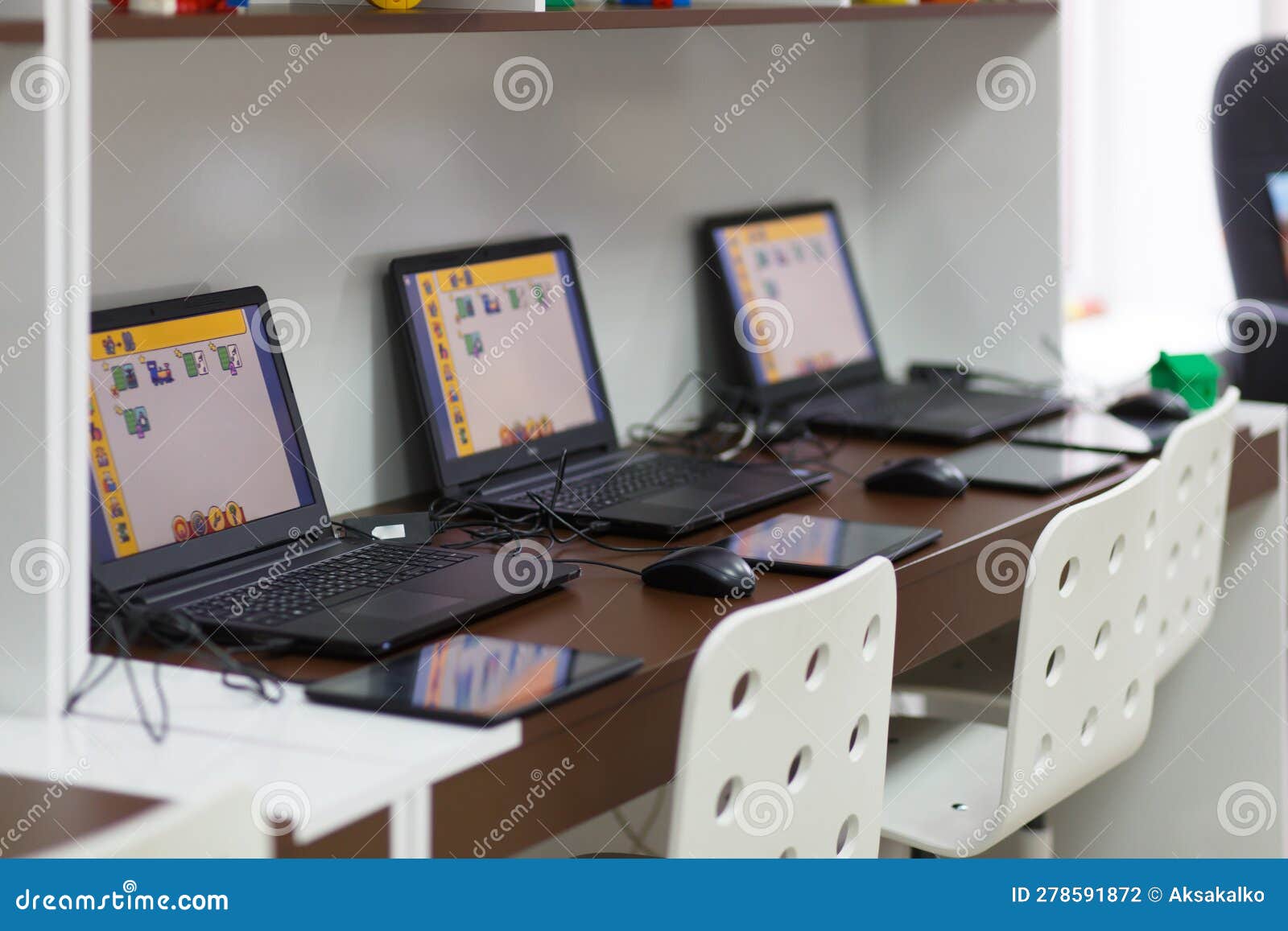 A Table with Laptops in a Children S Educational Center Stock Photo ...