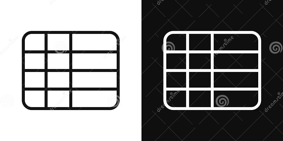 Table Layout Icon Set. Web Excel Data Table Vector Symbol. Spreadsheet ...