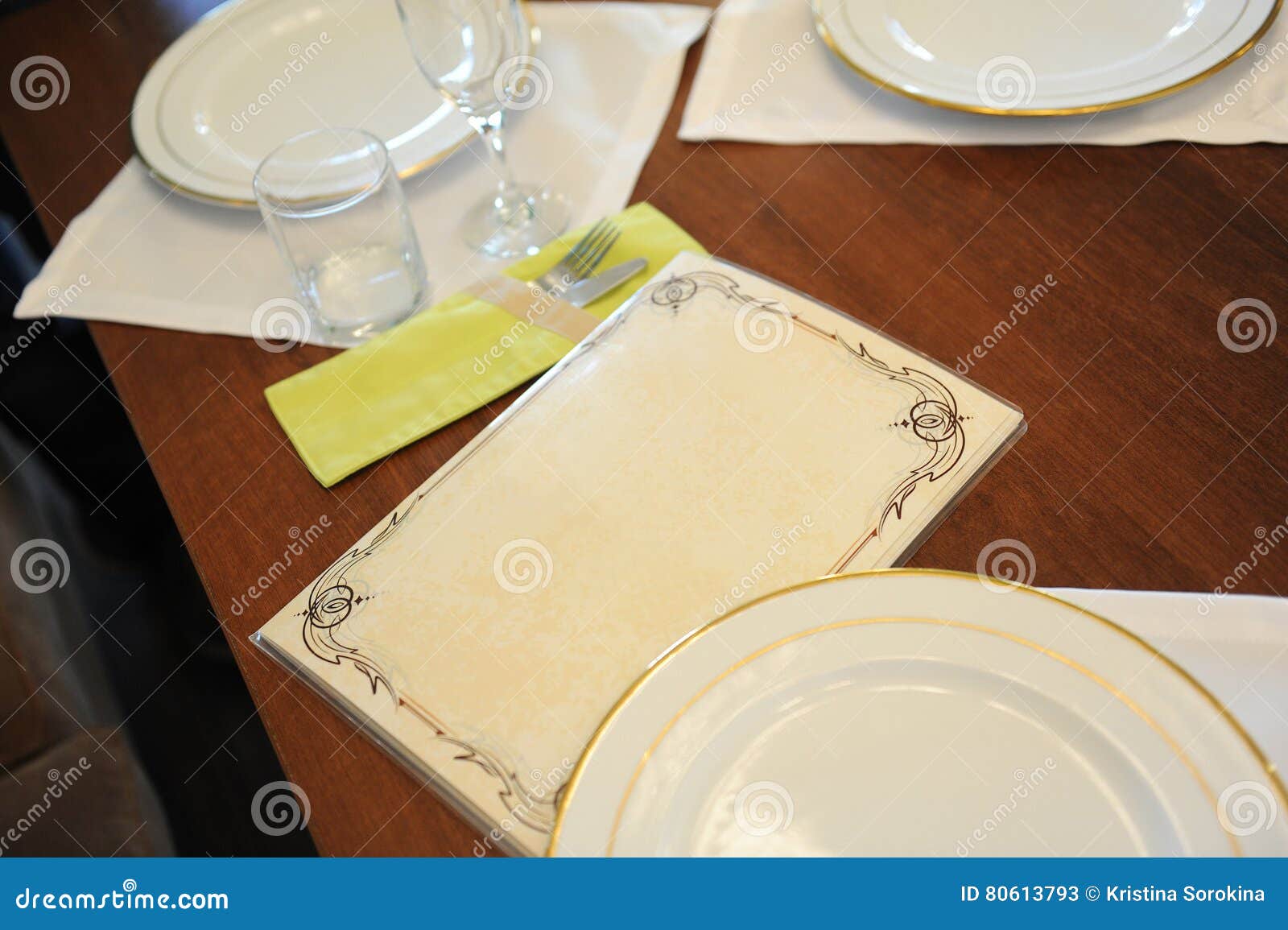 Table Layout in a Restaurant with Menu with Free Space for Text Stock ...