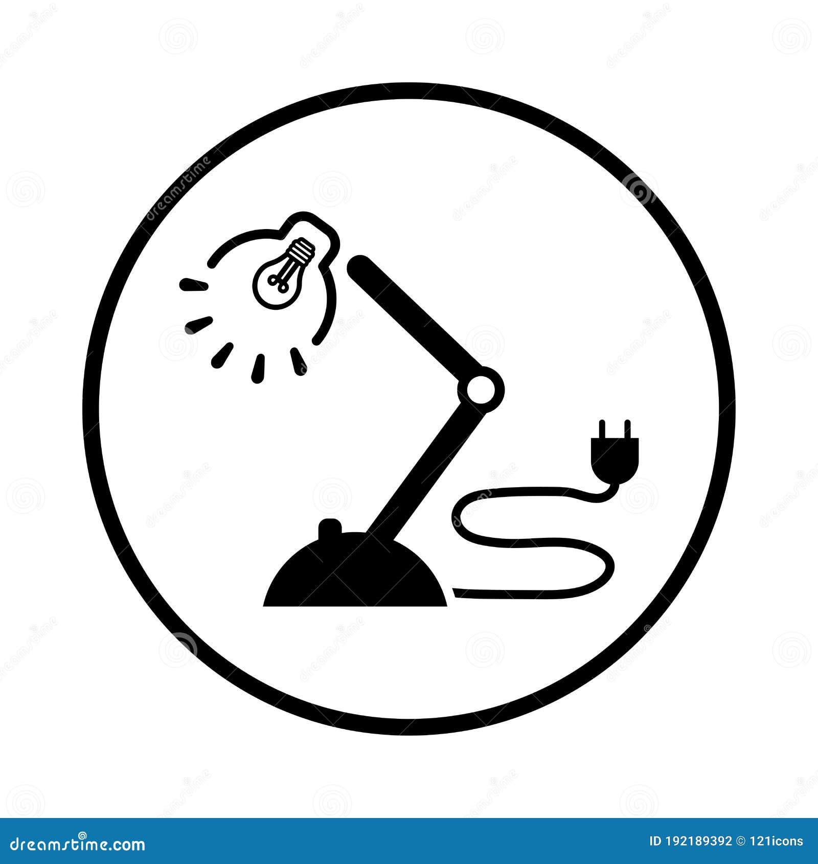 Table Light Icon / Black Color Stock Vector - Illustration of office ...