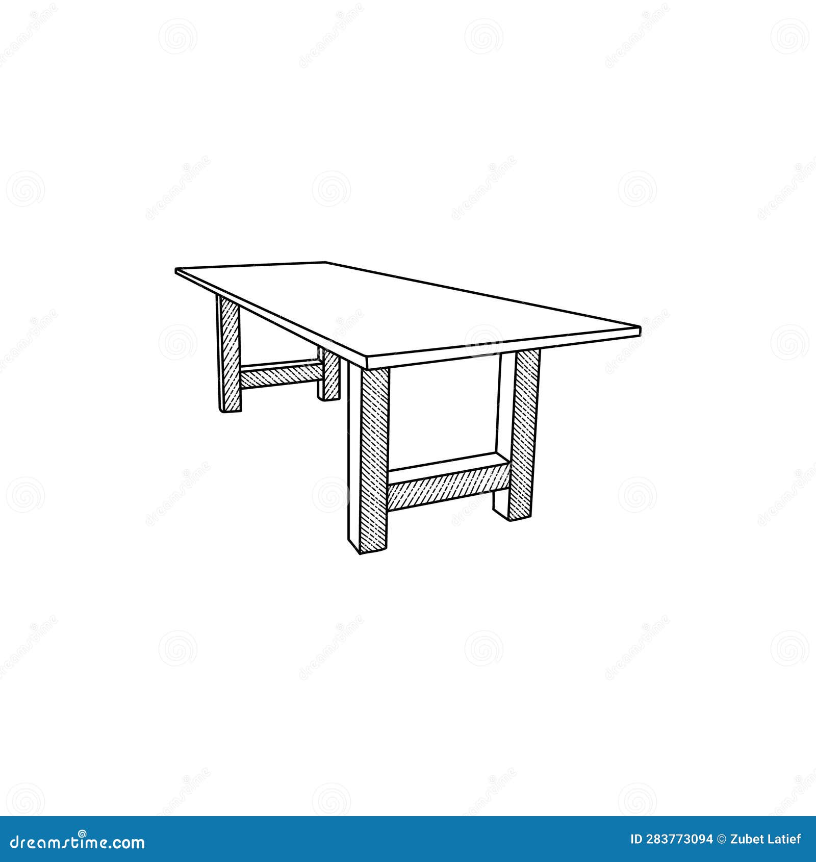 Table Line Art Style Illustration Simple Furniture Design Stock Vector ...