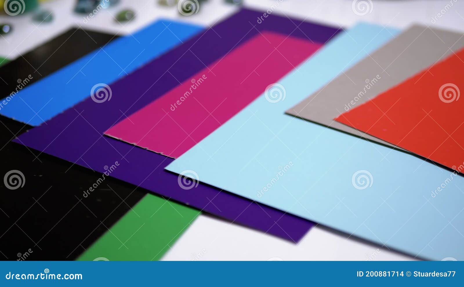 On Table is Lined Paper Color Palette. Rainbow Composition. Creative ...