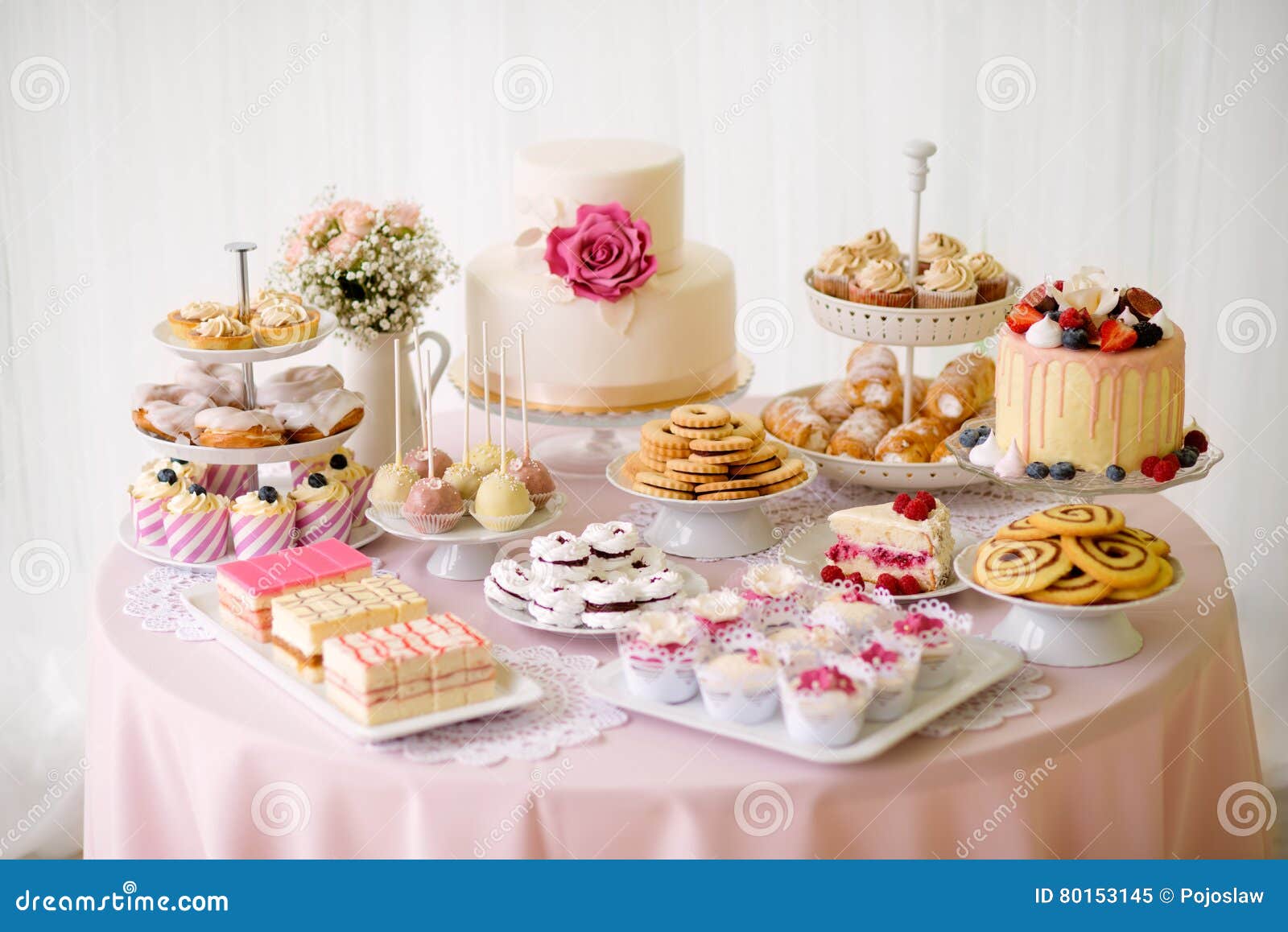 Table with Loads of Cakes, Cupcakes, Cookies and Cakepops. Stock Image ...