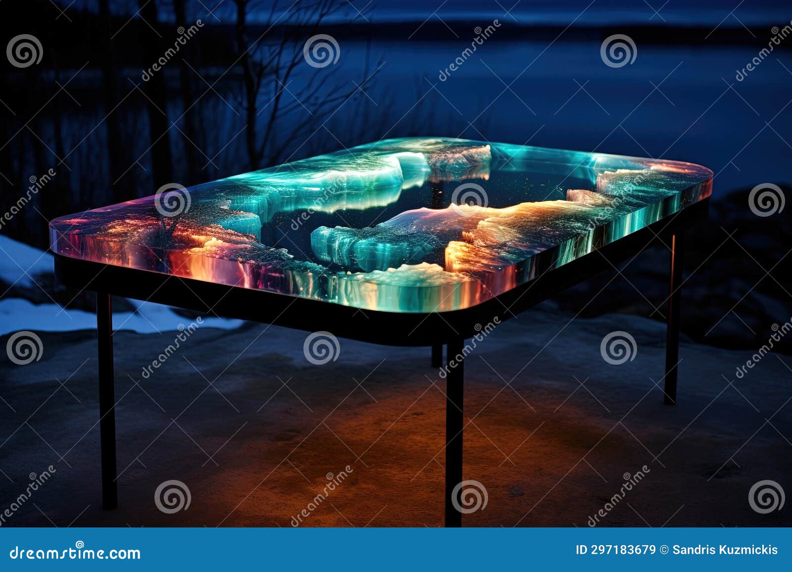 Table Made of Aurora Borealis. Generative AI Stock Image - Image of ...