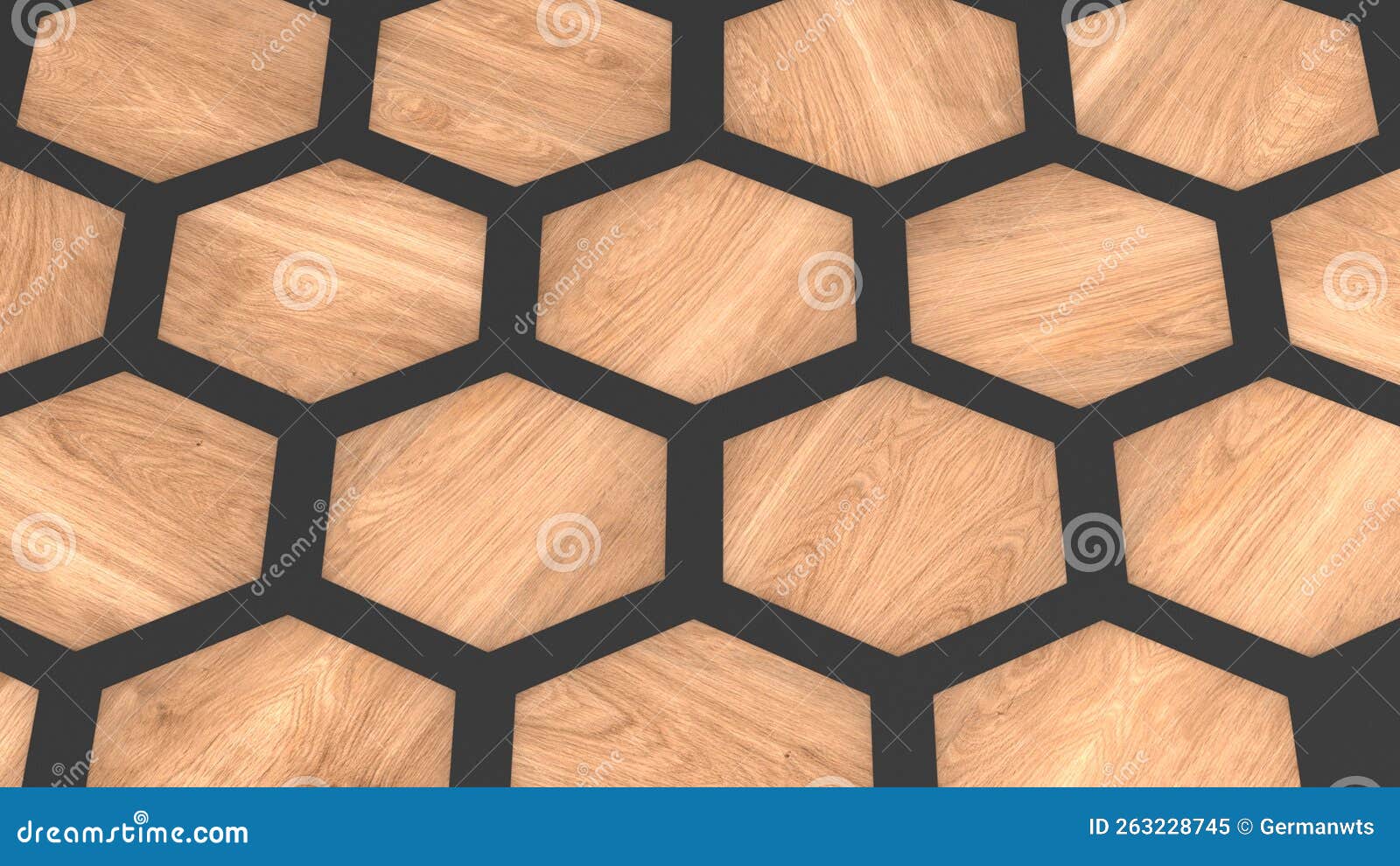 Table Made of Black Opaque Epoxy Resin with Wooden Hexagonal Elements ...