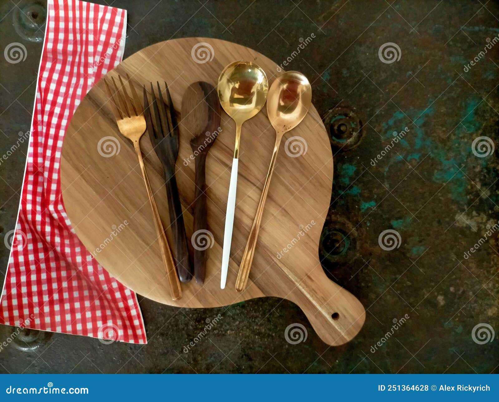 Table Manner and Napkin on Rustic Background Stock Photo - Image of ...