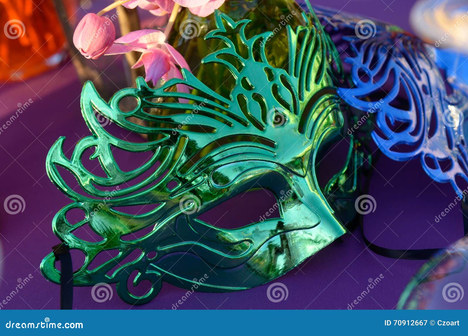 Table mask decoration. stock image. Image of festive - 70912667