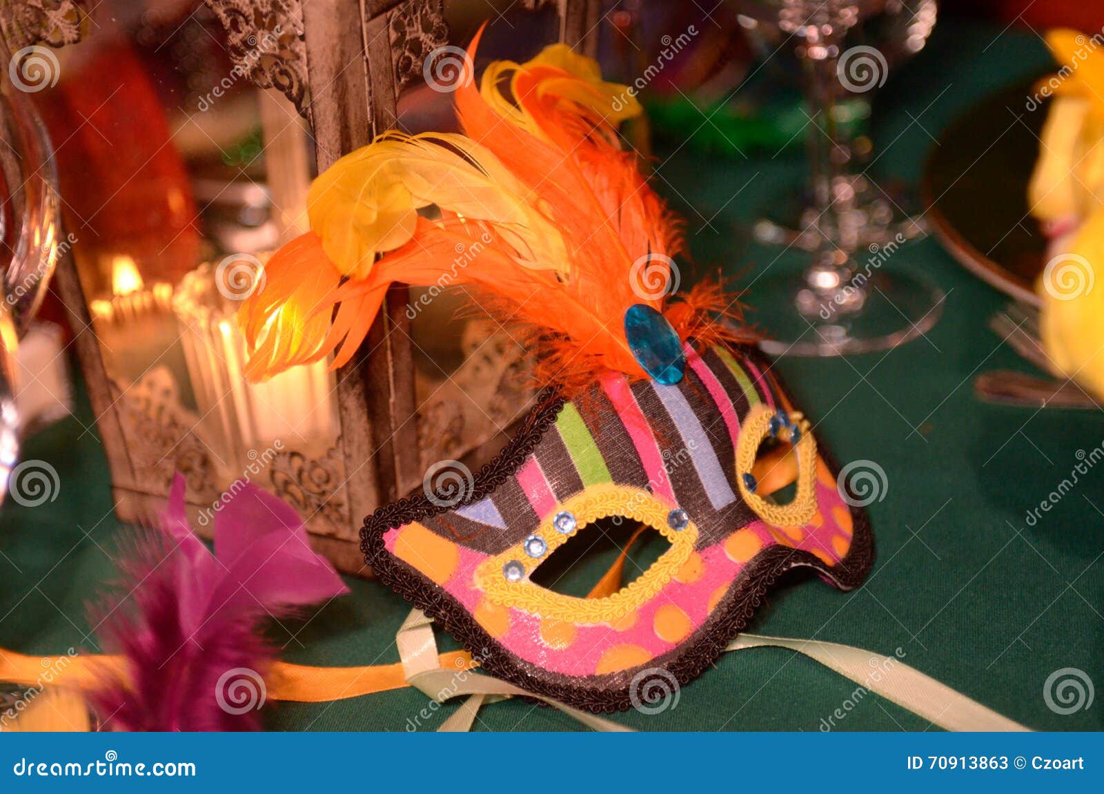 Table mask decoration. stock image. Image of festive - 70913863