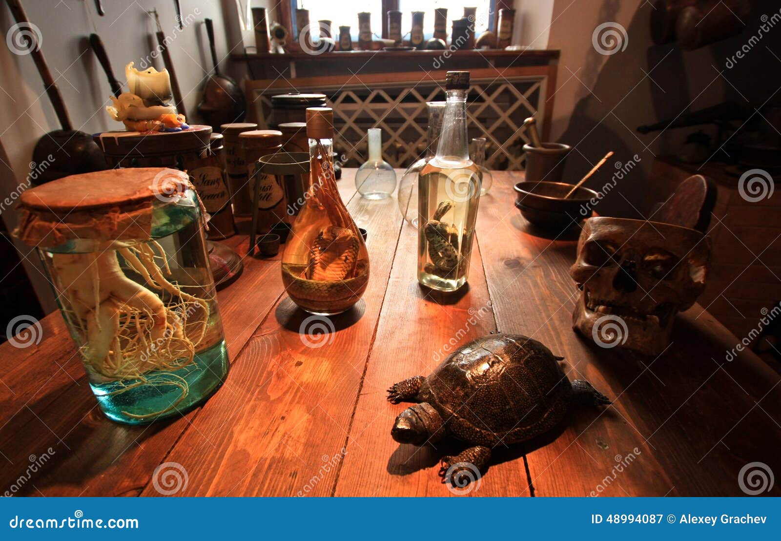Table medieval alchemist stock image. Image of sneak - 48994087