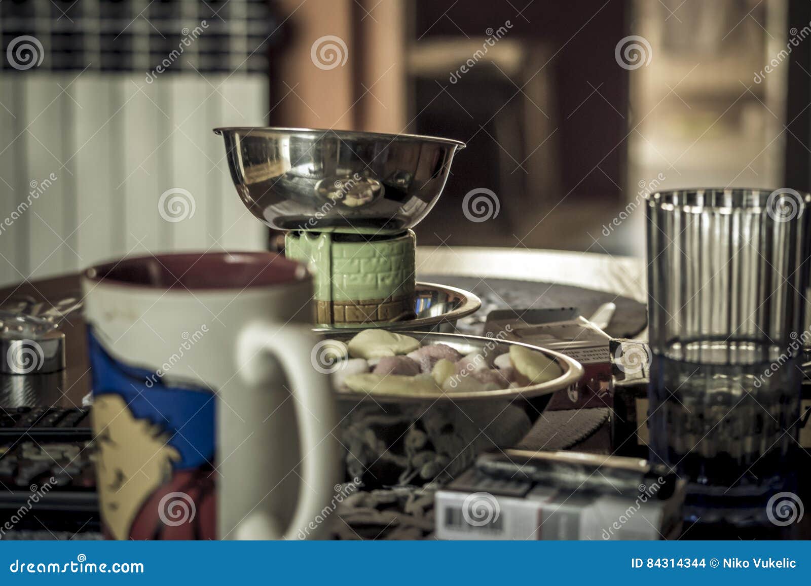 Table mess stock photo. Image of manly, cabinet, moment - 84314344