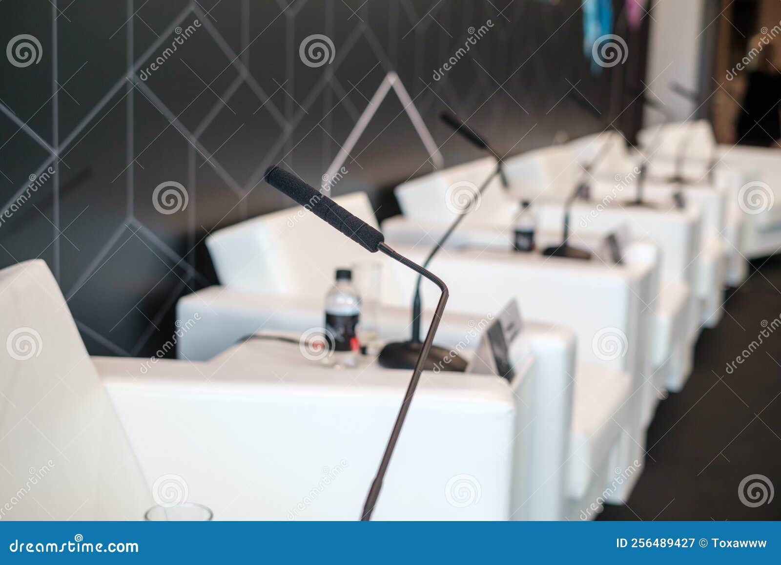 Table Microphone at Conference Hall Stock Image - Image of audio ...