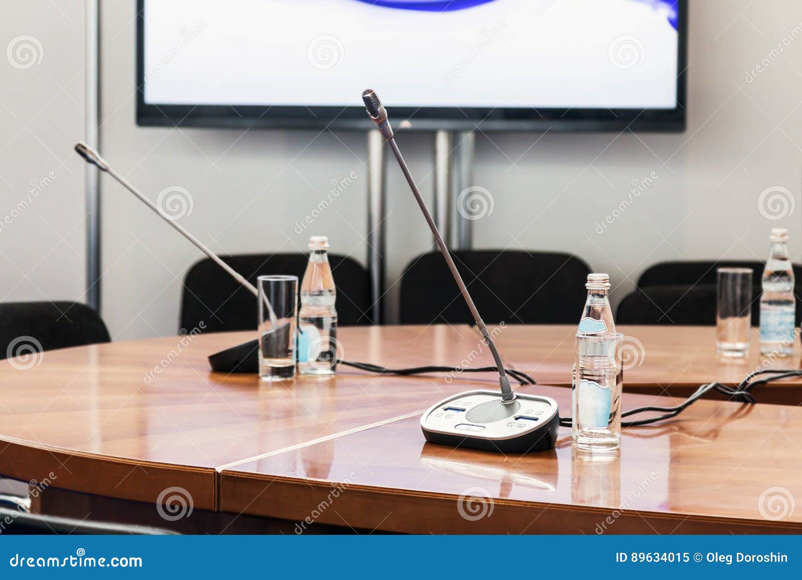 Table with Microphones at the Conference Stock Image - Image of ...