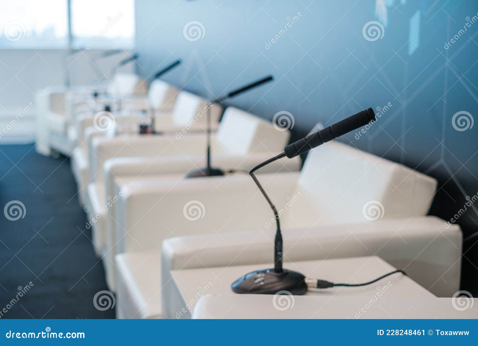 Table Microphones at Conference Hall Stock Image - Image of microphone ...