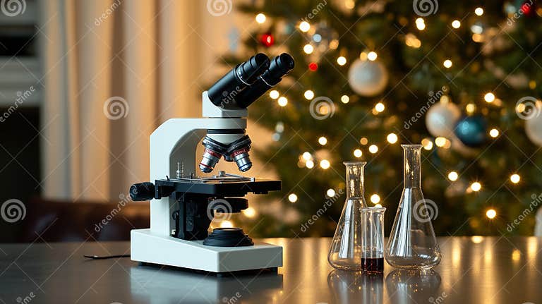 On the Table, a Microscope is Positioned in Front of a Backdrop of ...