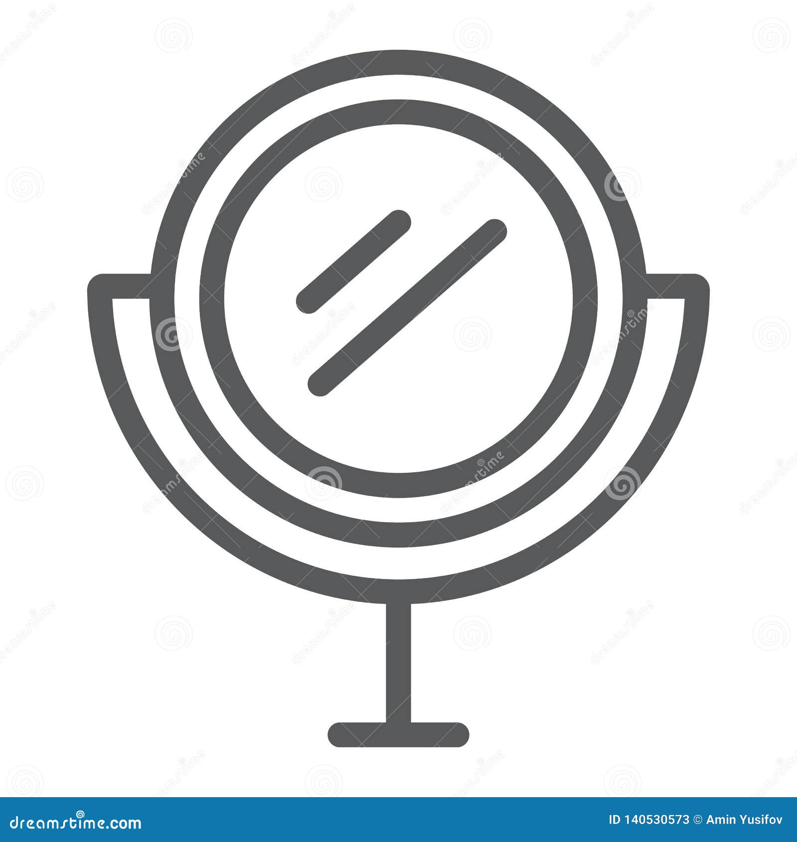 Table Mirror Line Icon, Glass and Reflection, Round Mirror Sign, Vector ...