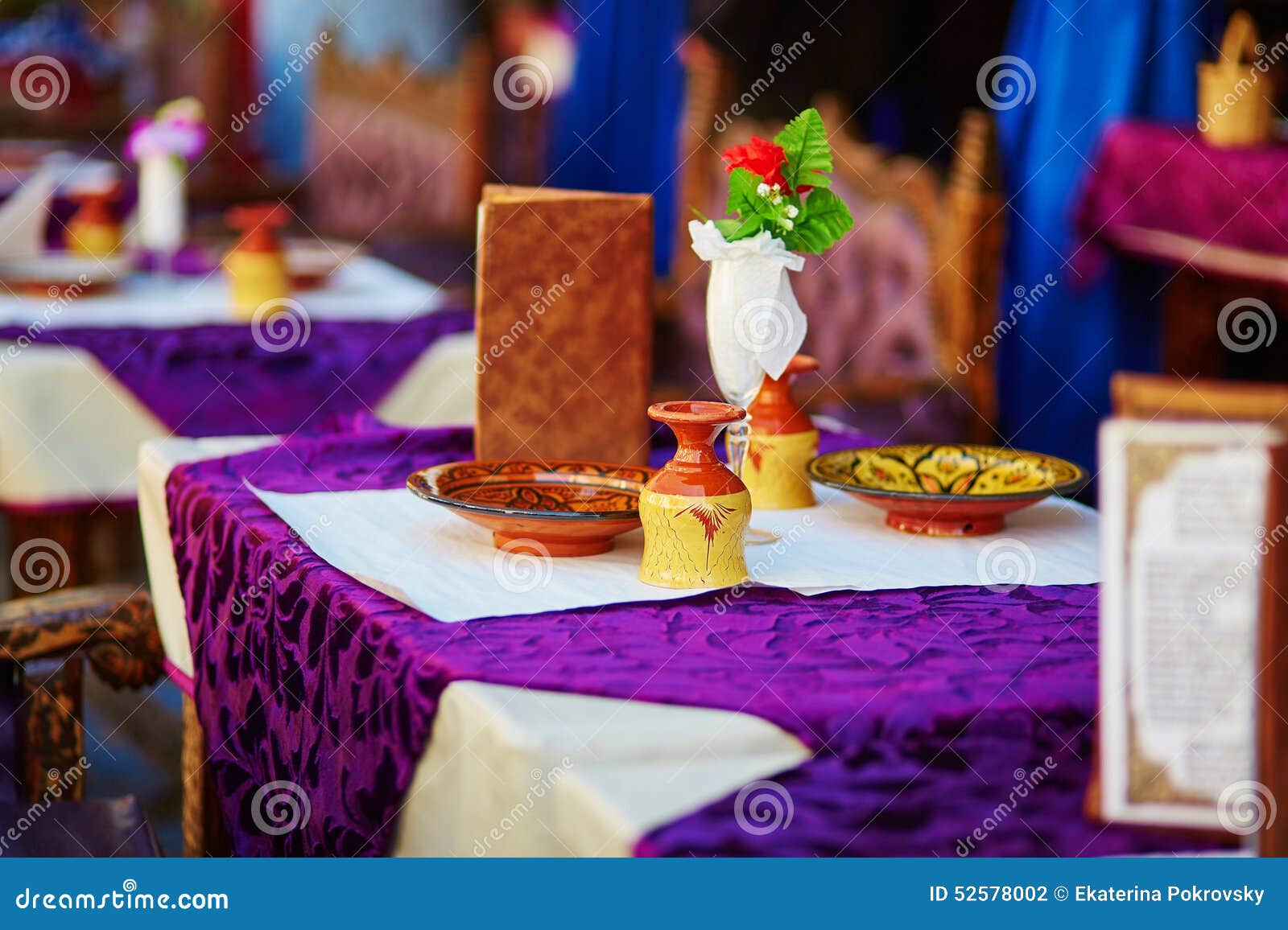 Table In Moroccan Street Restaurant Stock Photography | CartoonDealer ...