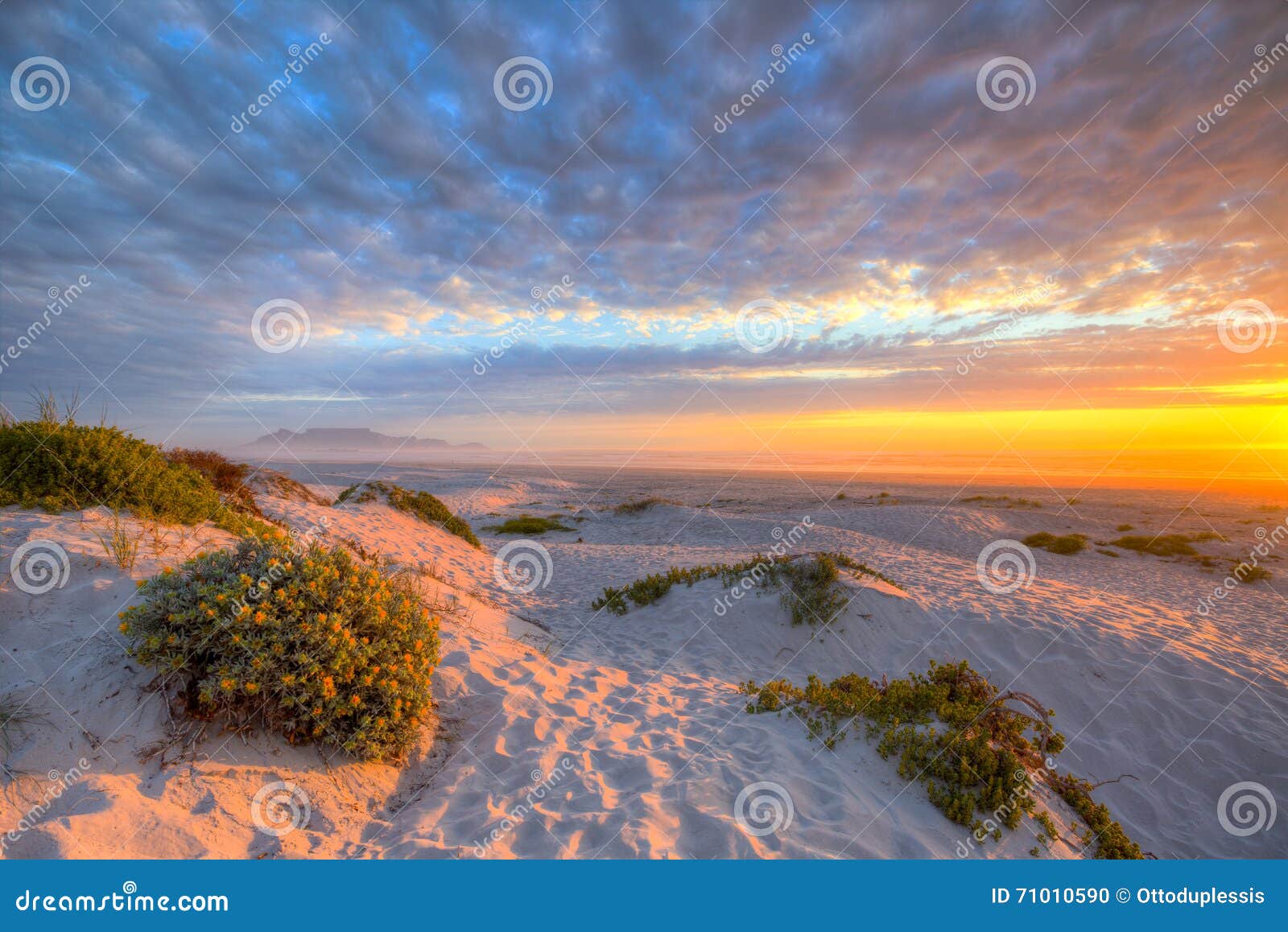 Table Mountain Beach Sunset Stock Photo - Image of background, beach ...