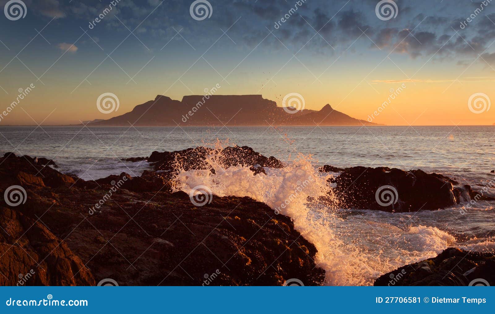 Table Mountain Sunset In South Africa Cape Town Silhouette Royalty-Free ...