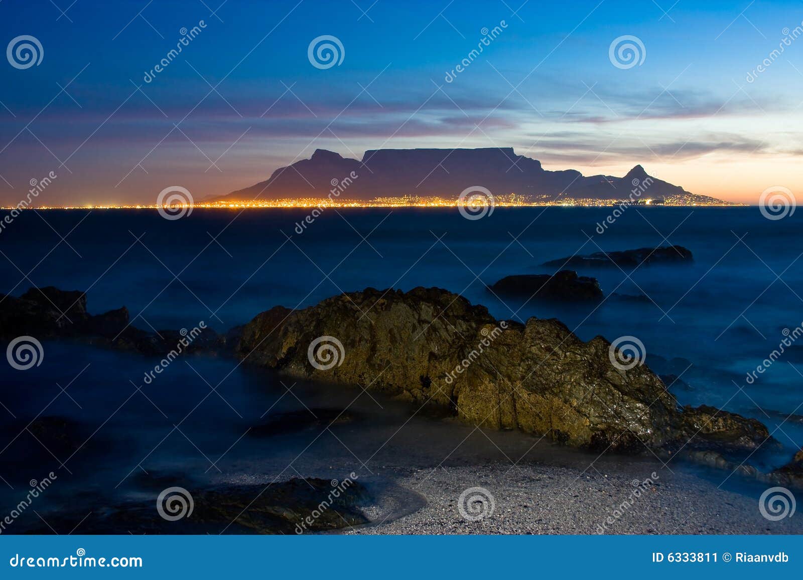 Table mountain sunset stock image. Image of beach, clouds - 6333811