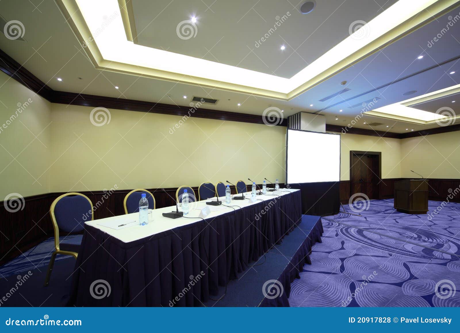 Table Near Screen in Conference Hall Stock Photo - Image of attendance ...