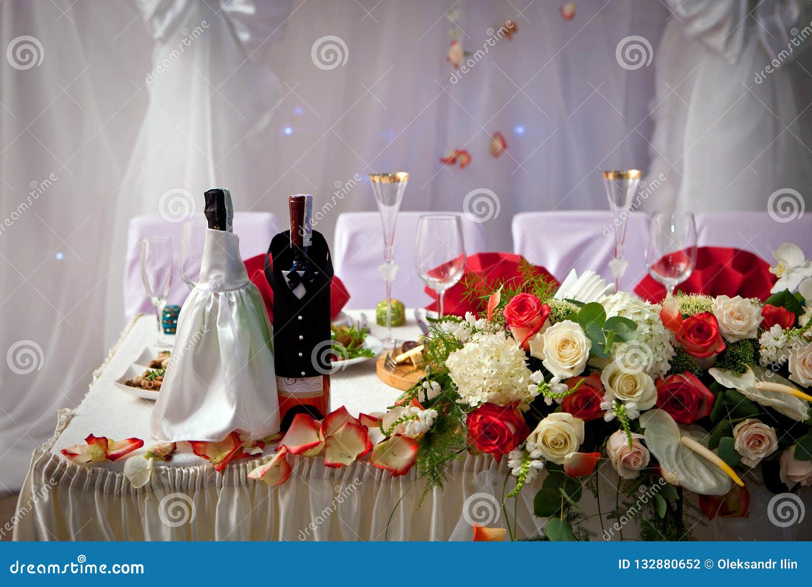 The Table of the Newly Married Couple, Festive Table Setting Stock ...