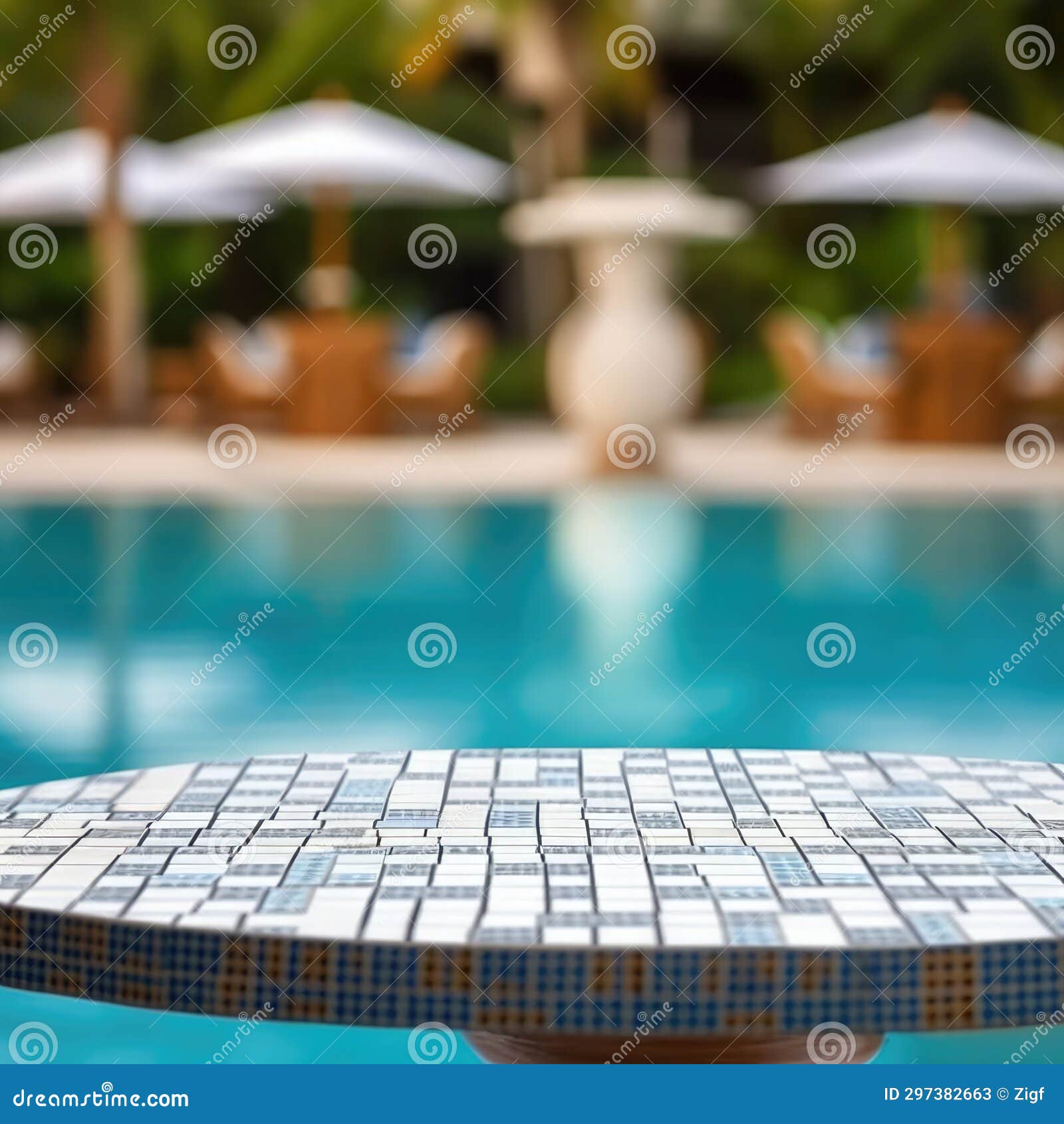 Table Next To a Swimming Pool Stock Illustration - Illustration of ...