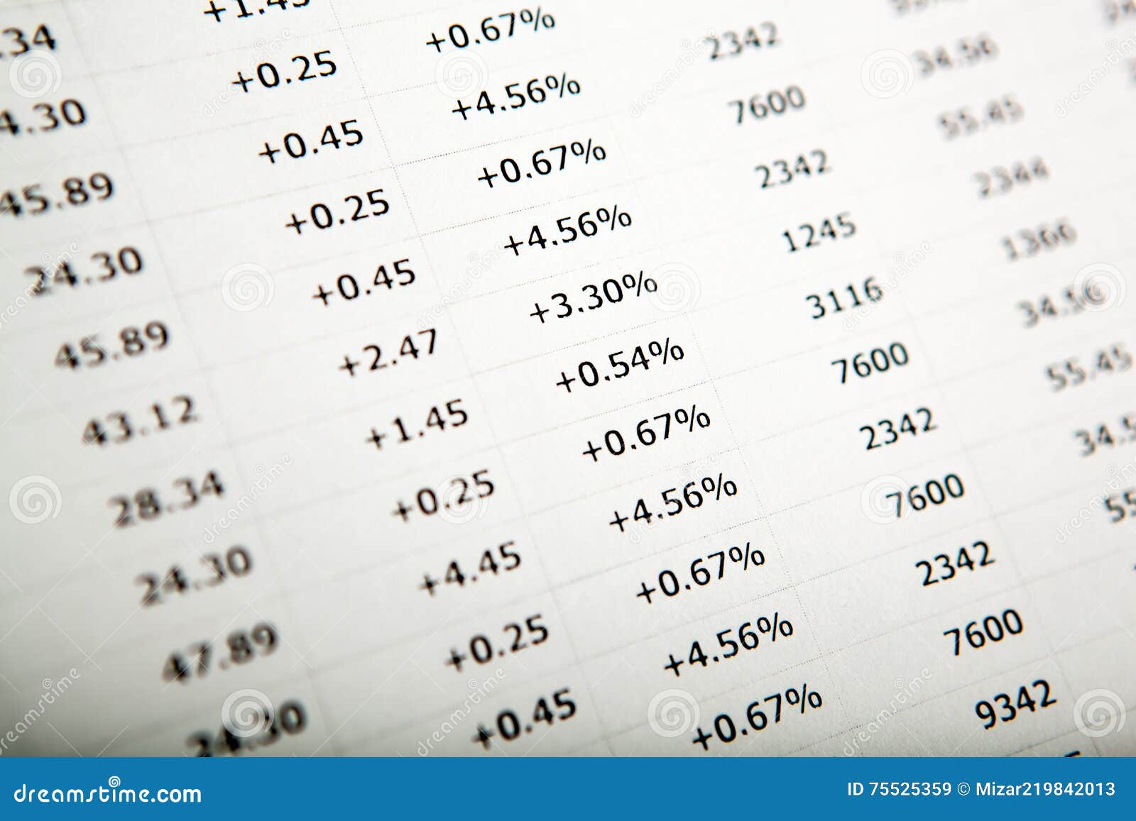 Table with Numbers Printed on Paper Stock Image - Image of close ...