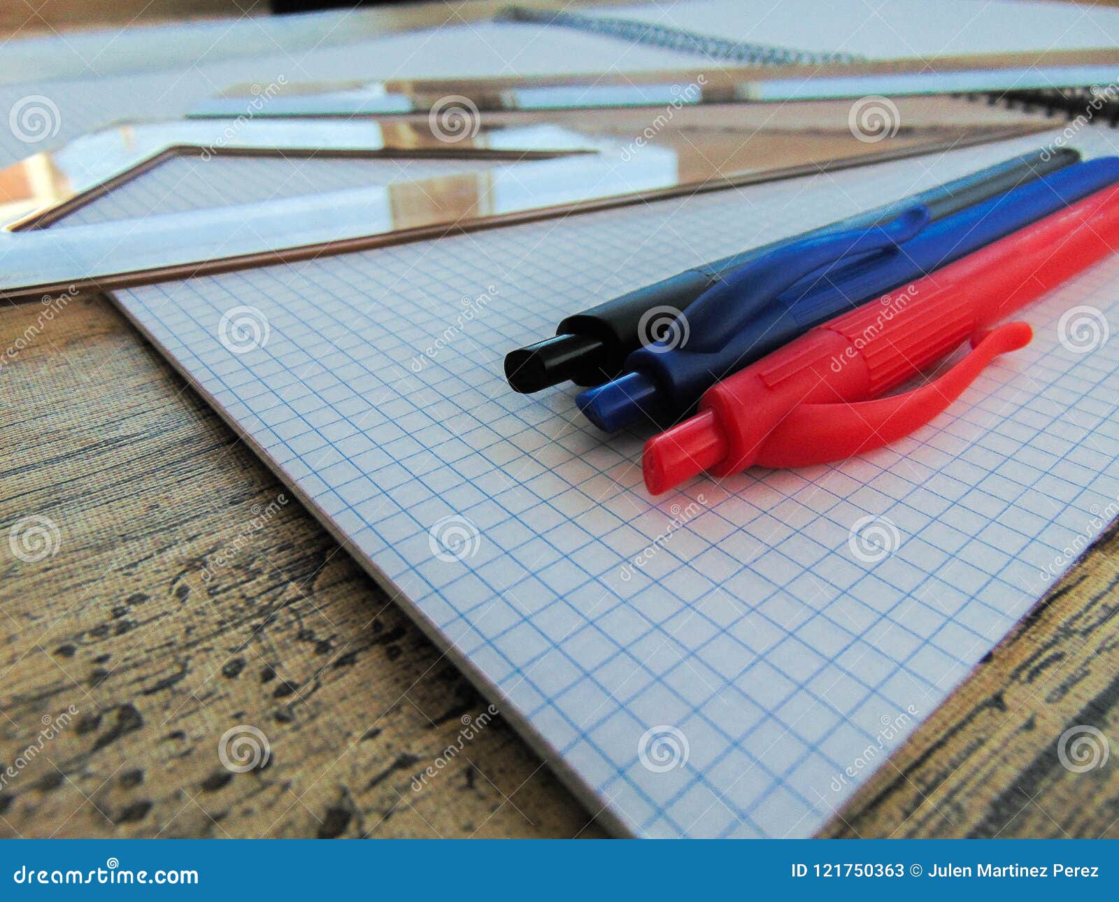 Table with objects. stock image. Image of book, modern - 121750363