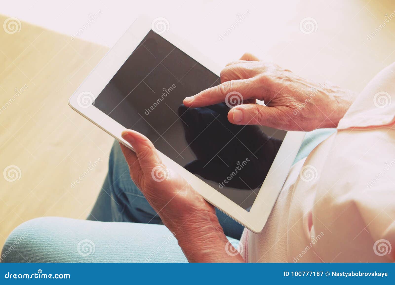 Elderly Woman Using a Tablet. Elderly & Technology Stock Image - Image ...