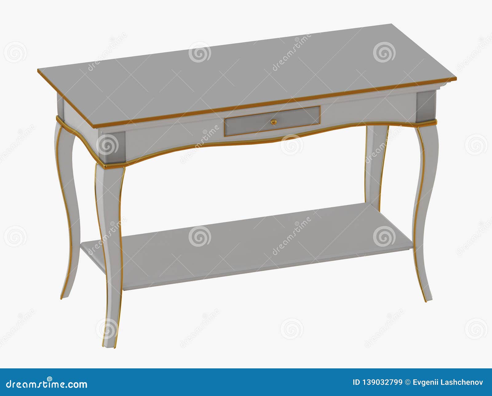 Table with One Drawer on White Background 3d Rendering Stock ...