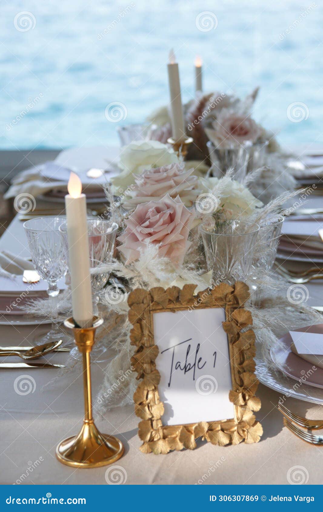 Table One Sign in Golden Frame Stock Image - Image of wedding, table ...