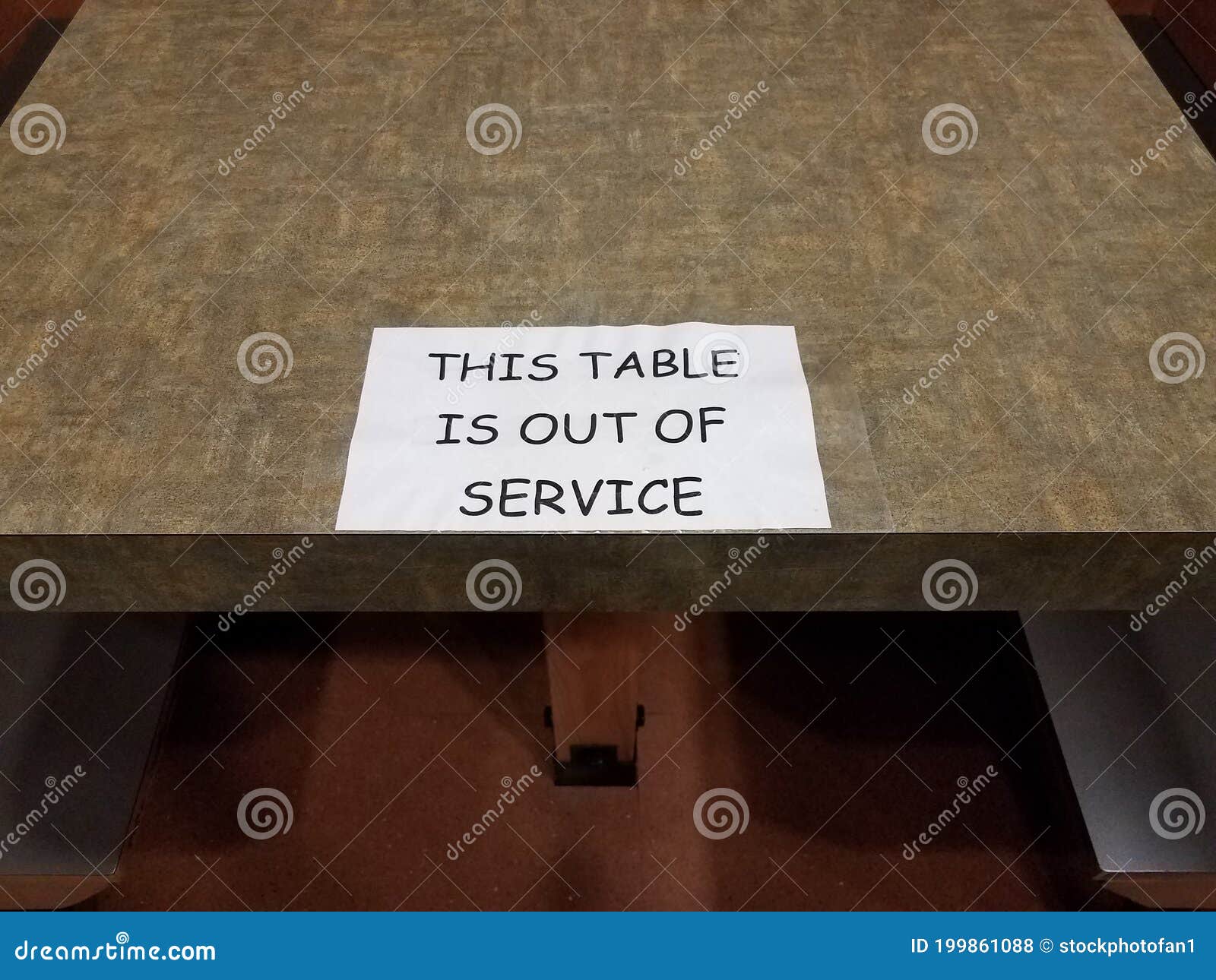 This Table is Out of Service Sign on Table Stock Photo - Image of ...