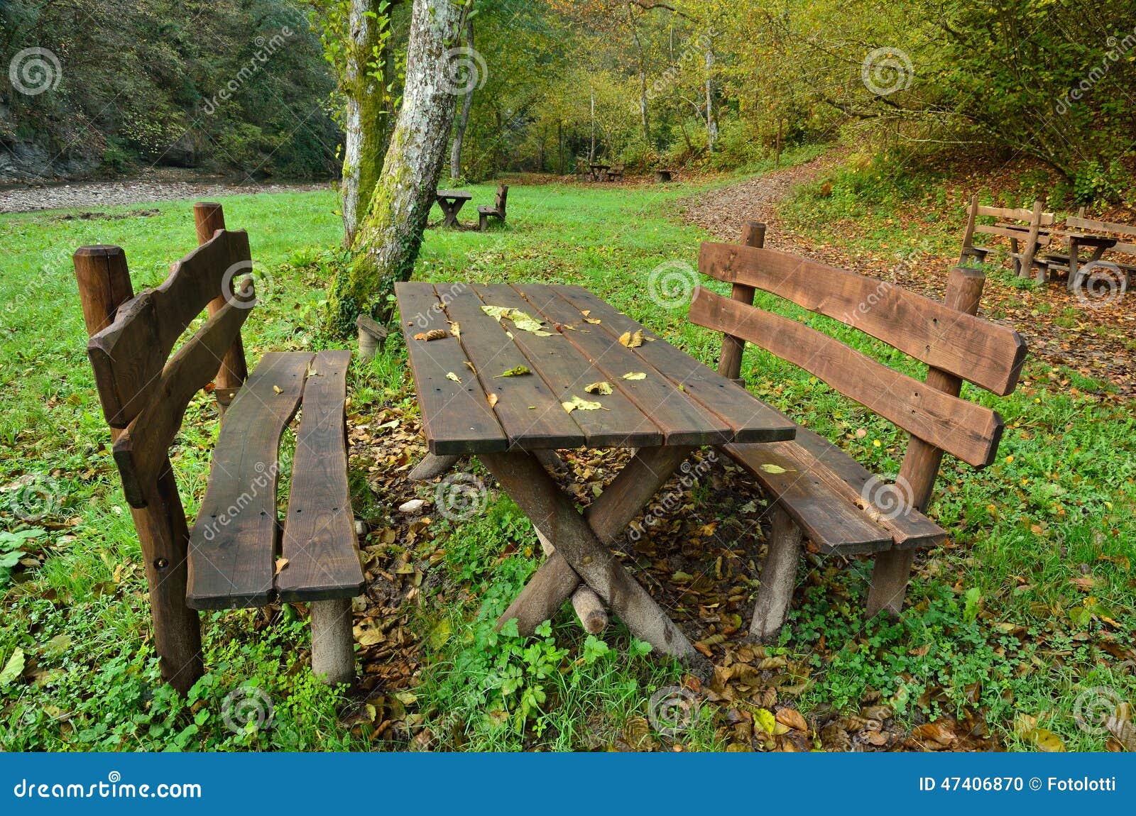Table in the park stock photo. Image of october, outdoor - 47406870
