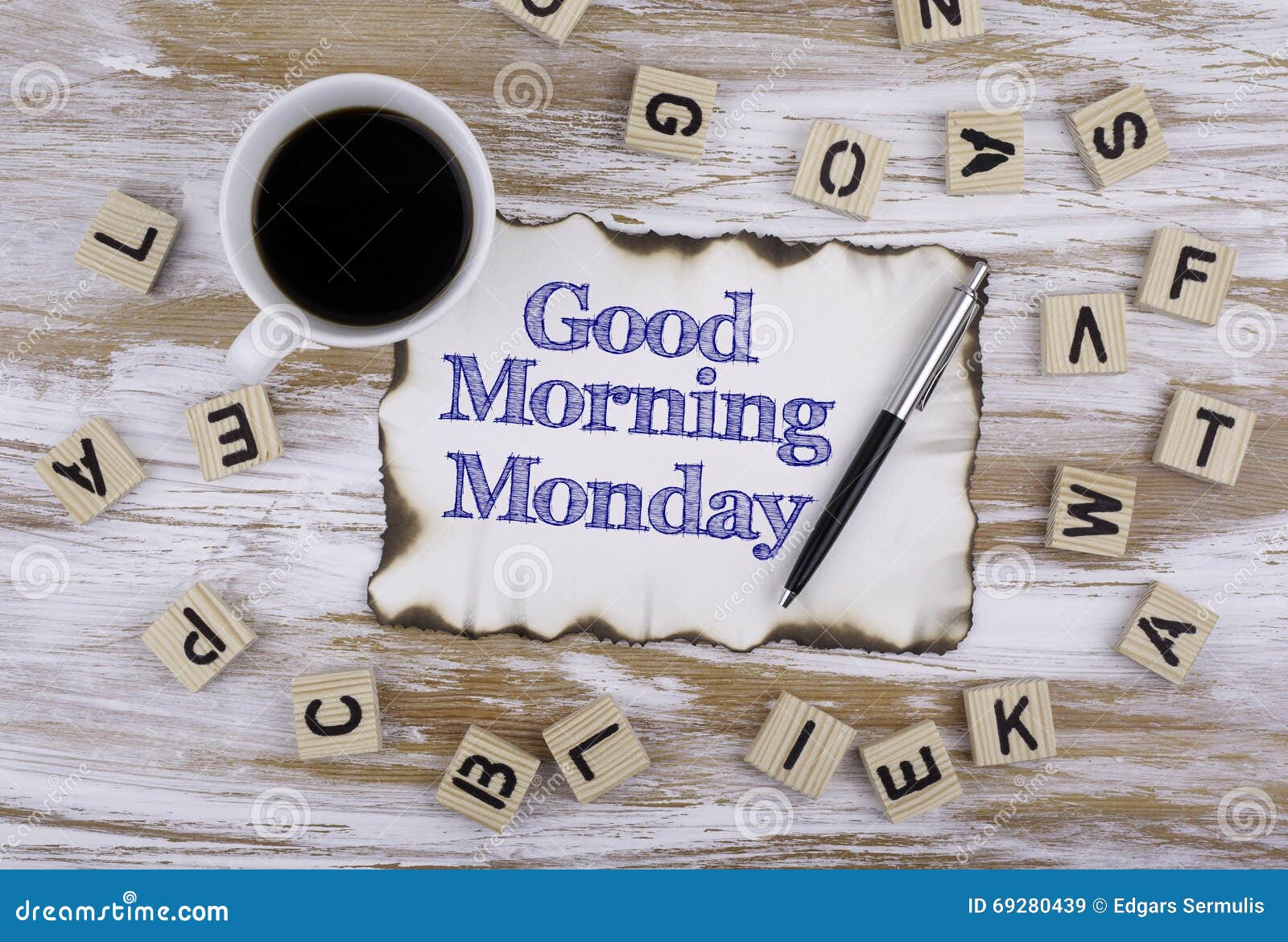 On the Table a Piece of Paper and Text - Good Morning Monday Stock ...