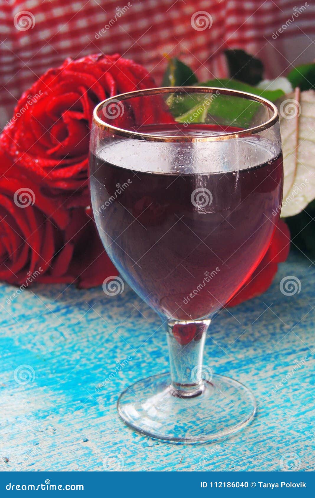 Red wine and roses stock photo. Image of dating, dish - 112186040