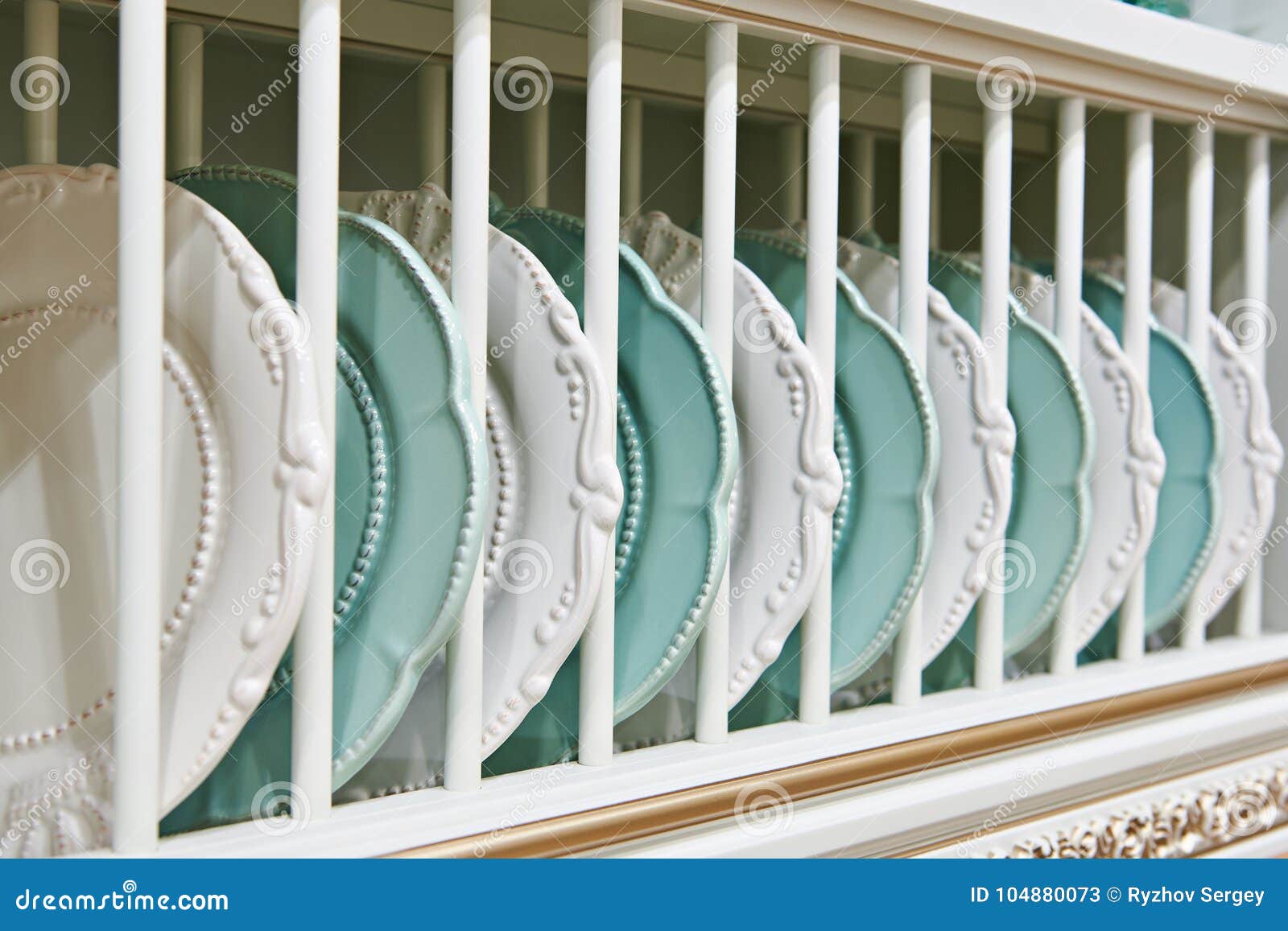 Table Plates in Kitchen Cupboard Stock Image - Image of food, decor ...