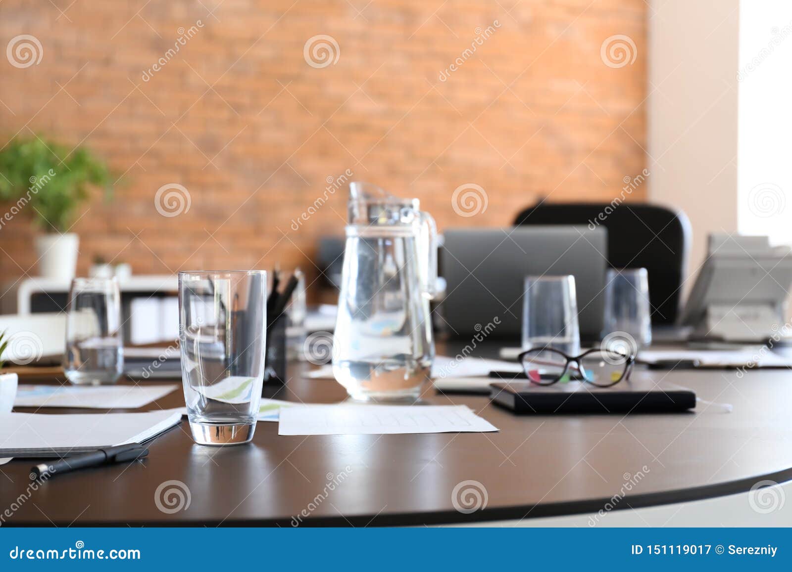 Table Prepared for Business Meeting in Conference Hall Stock Image ...