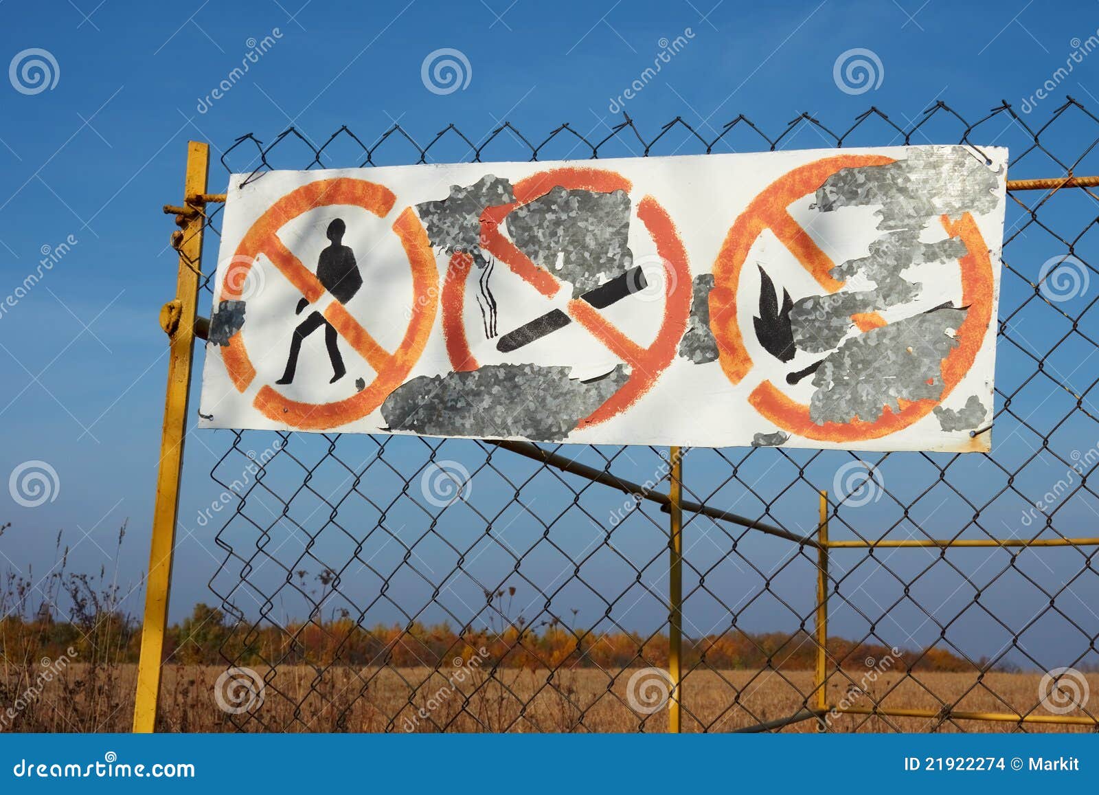 Table with Prohibitive Signs Stock Photo - Image of autumn, metal: 21922274