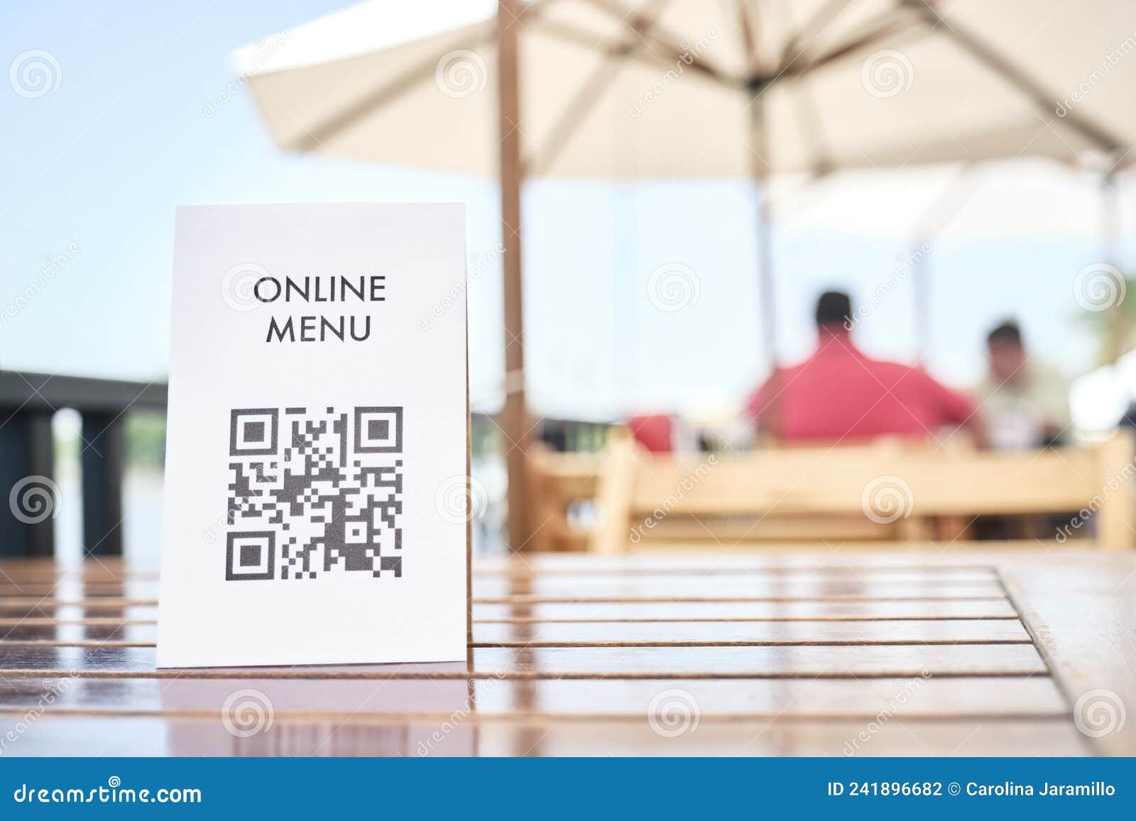Table with a QR Code To Access a Restaurant Digital Menu Stock Photo ...