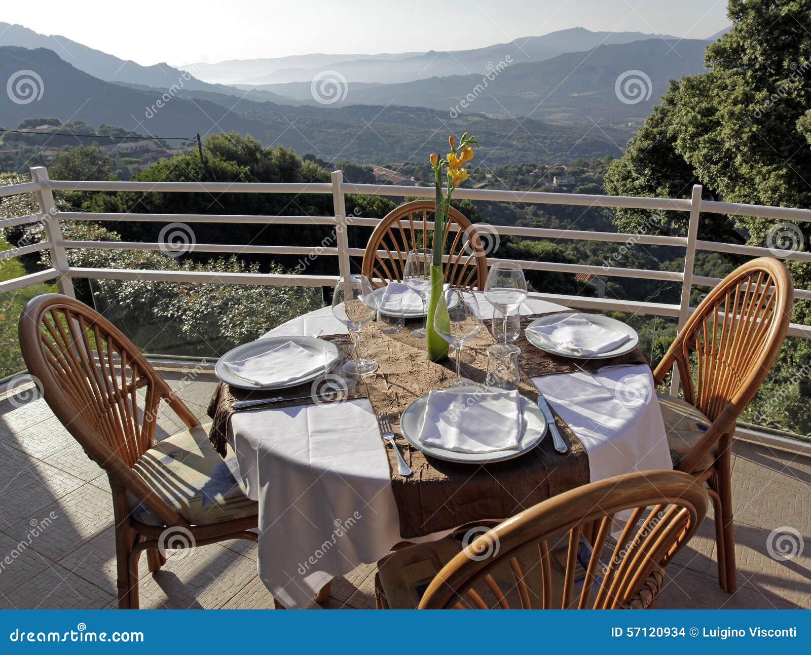 Table ready for dinner stock photo. Image of flowers - 57120934