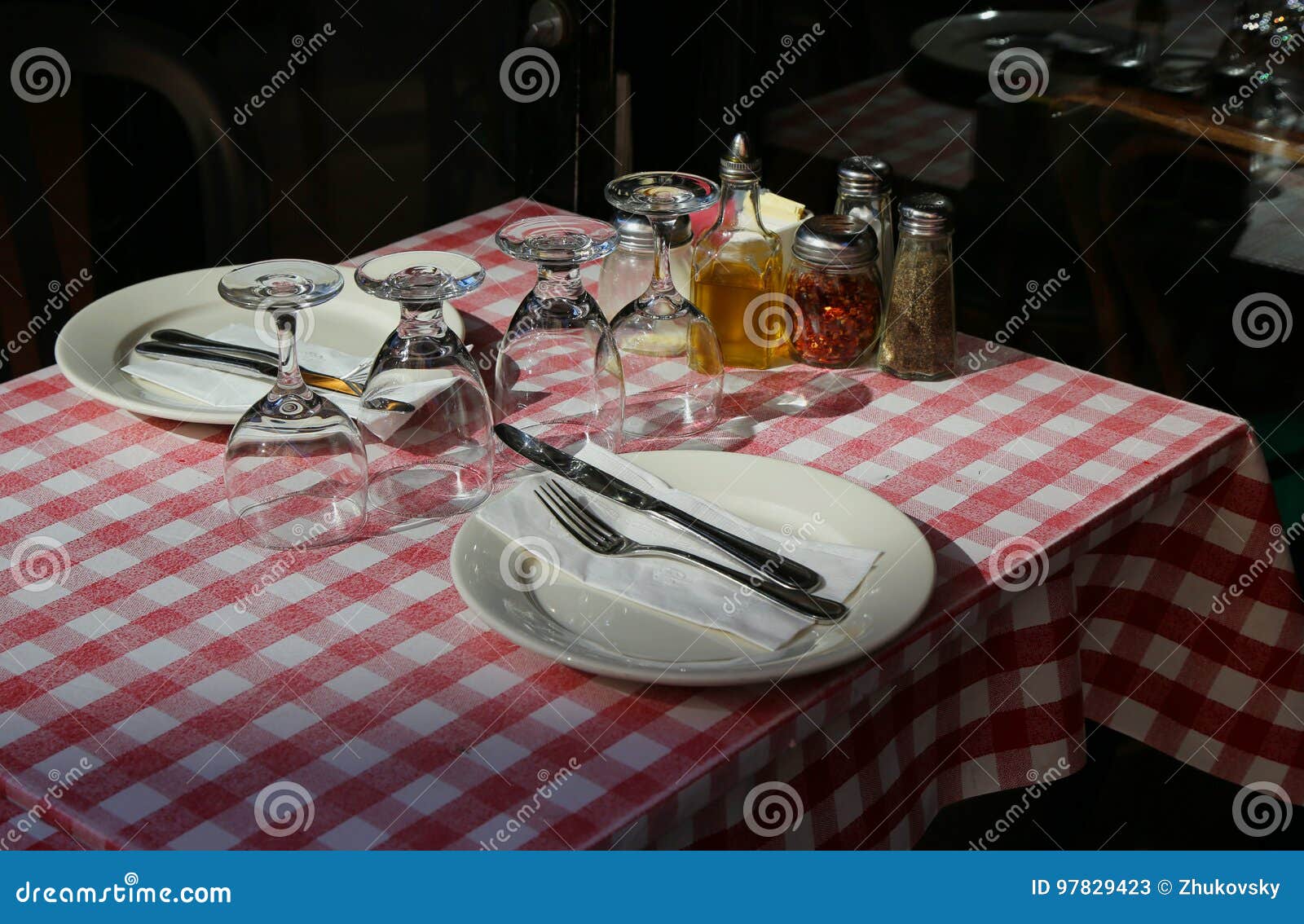Table Ready for Dinner in Italian Restaurant Stock Image - Image of ...