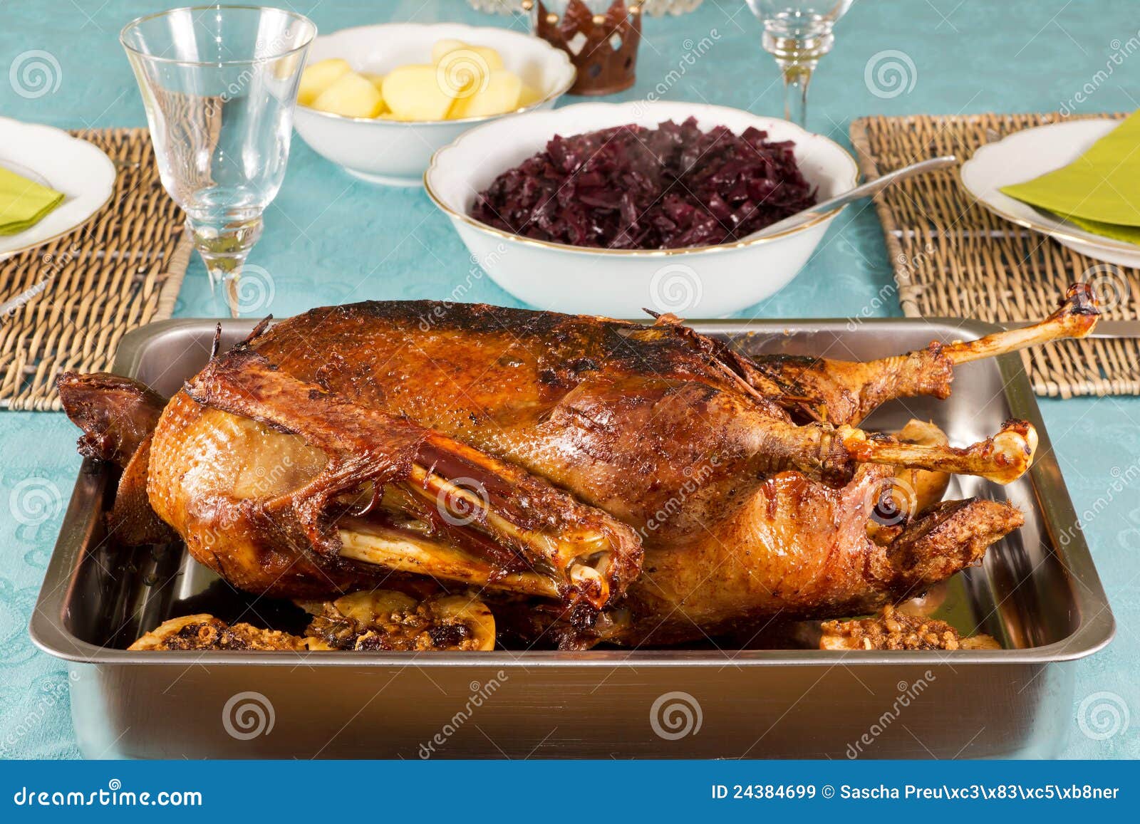 Table Ready Laid with Goose Stock Image - Image of prepared, cuisine ...