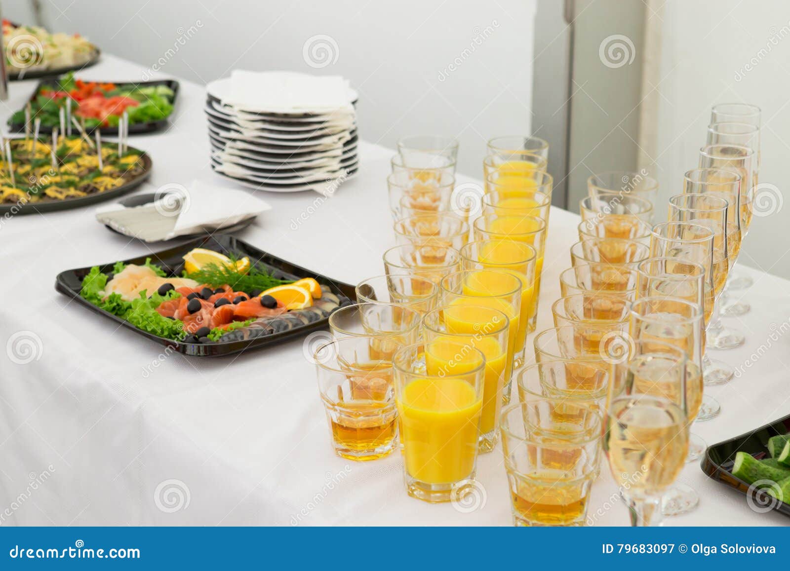 The Table at the Reception with Snacks Stock Image - Image of appetizer ...