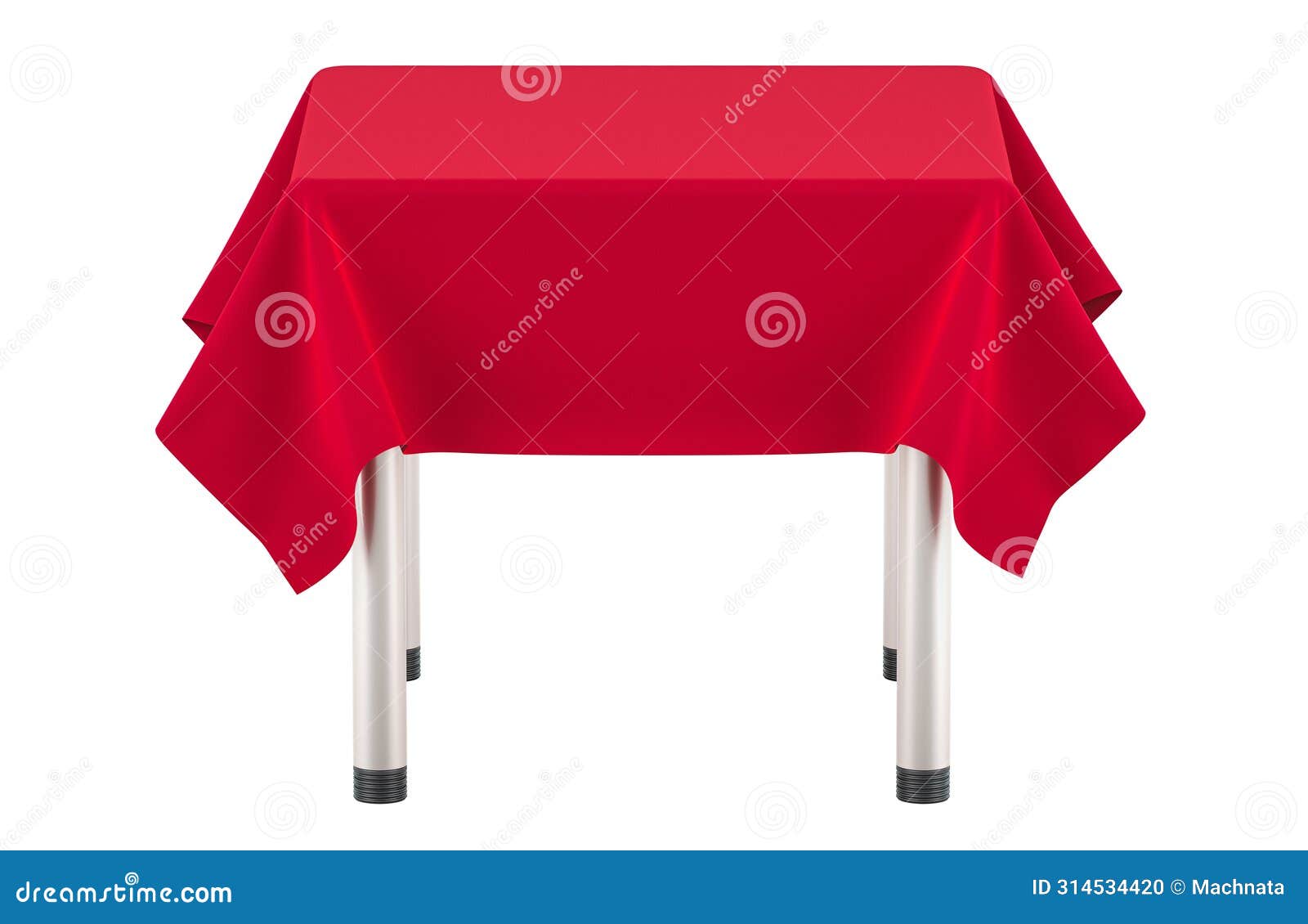 Table with Red Table Cloth. 3D Rendering Stock Illustration ...