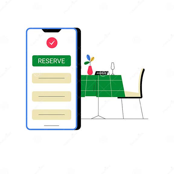 Table Reservation Mobile App Interface in Flat Vector Illustration ...
