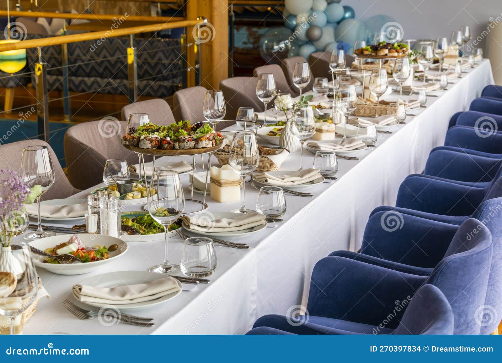 A Table in a Restaurant a Festive Dinner and Reception of Guests Stock ...