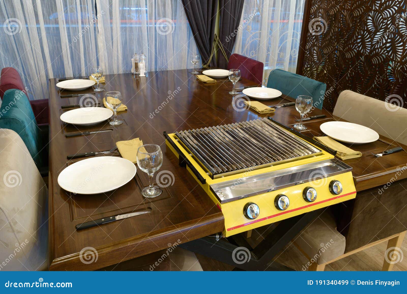 Table in the Restaurant for Self-cooking Stock Image - Image of dish ...