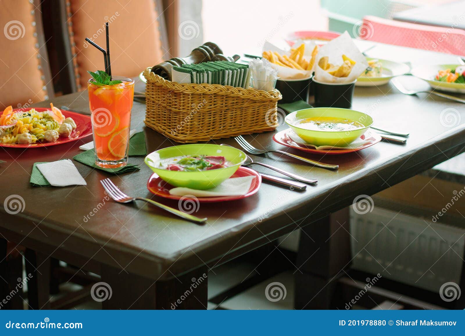 Table in a Restaurant Served for Eating. Stock Photo - Image of ...