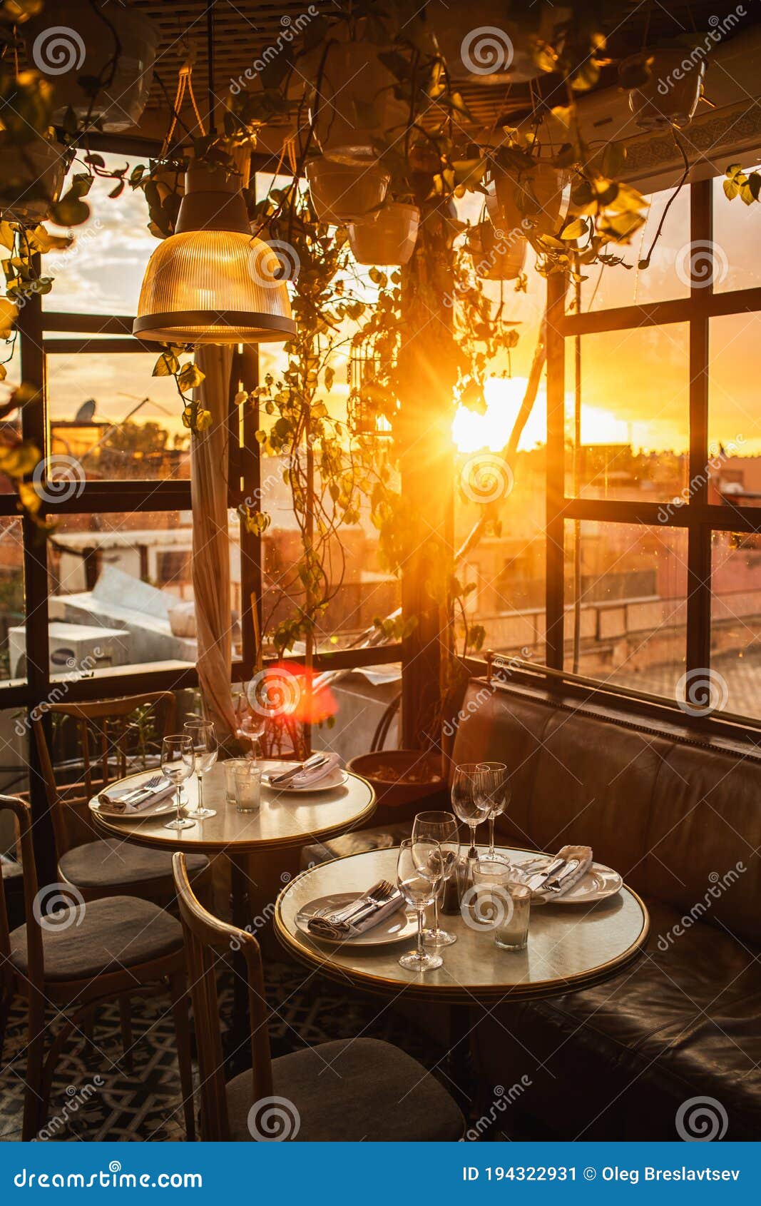 Table Restaurant Served for Romantic Dinner on Rooftop Terrace in ...